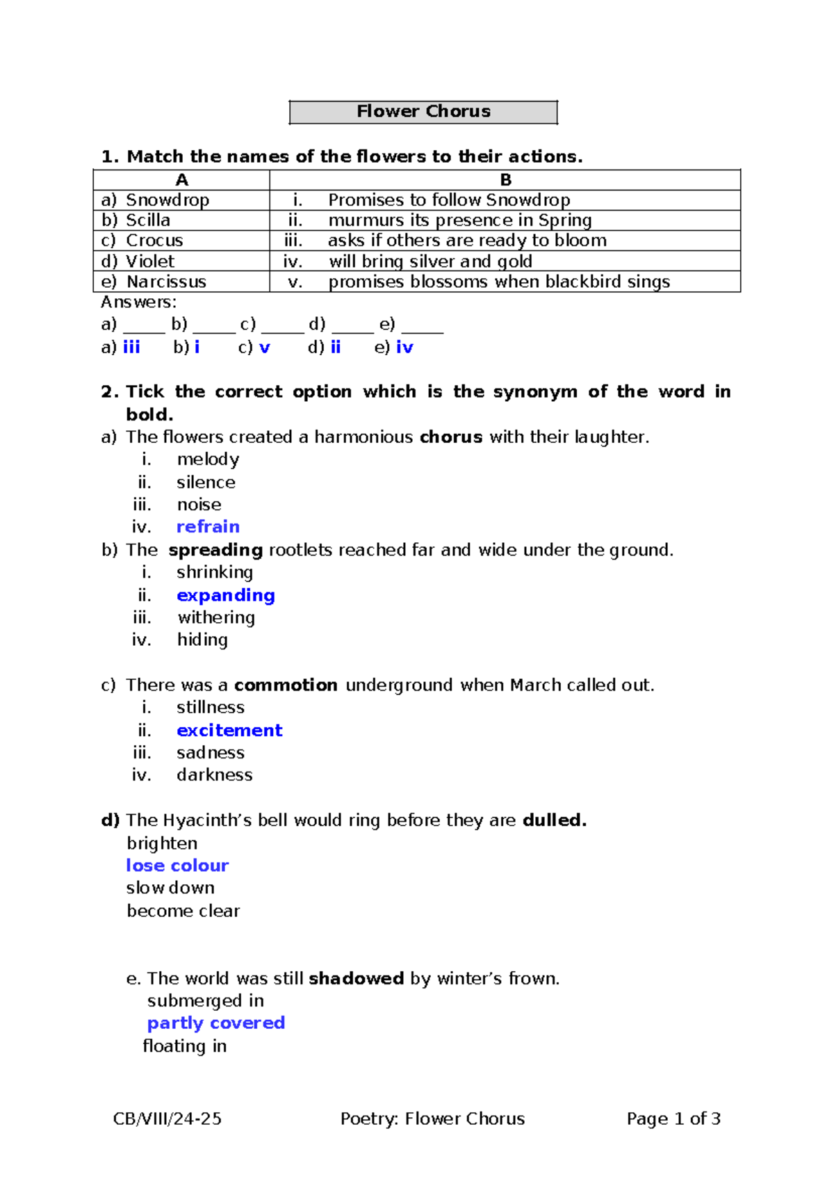Revised AS WB CB VIII Eng: Flower Chorus Analysis and Activities - Studocu