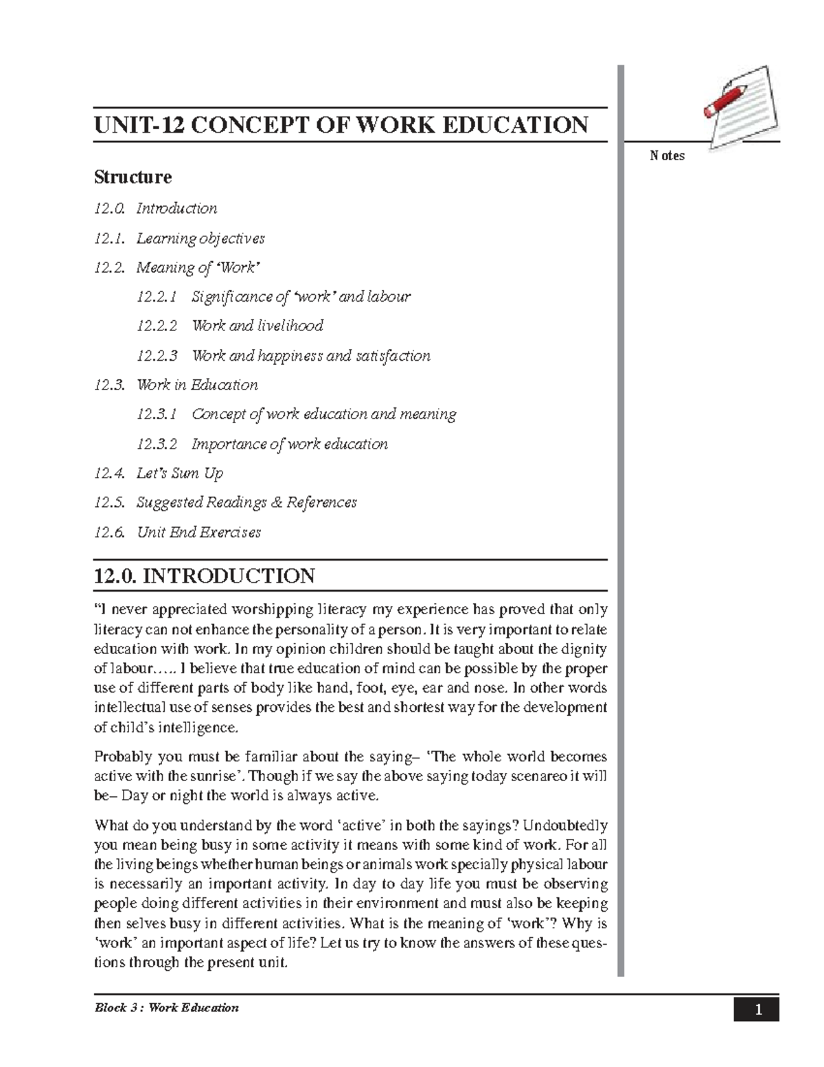 Block 3: Concept of Work Education - D.El.Ed Notes - Studocu