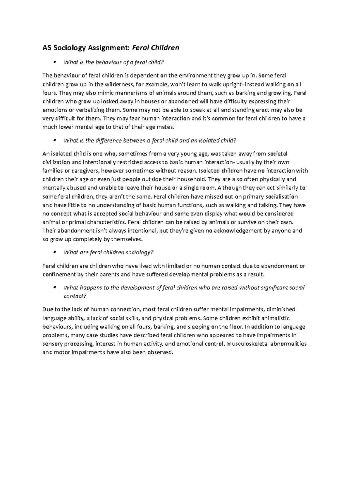 Feral Children Sociology