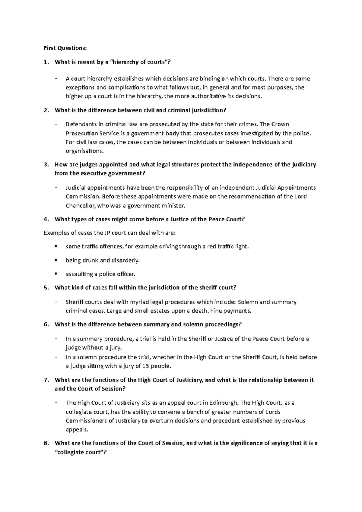 Tutorial 2 Answers - Legal Concepts and Court Structures - Studocu