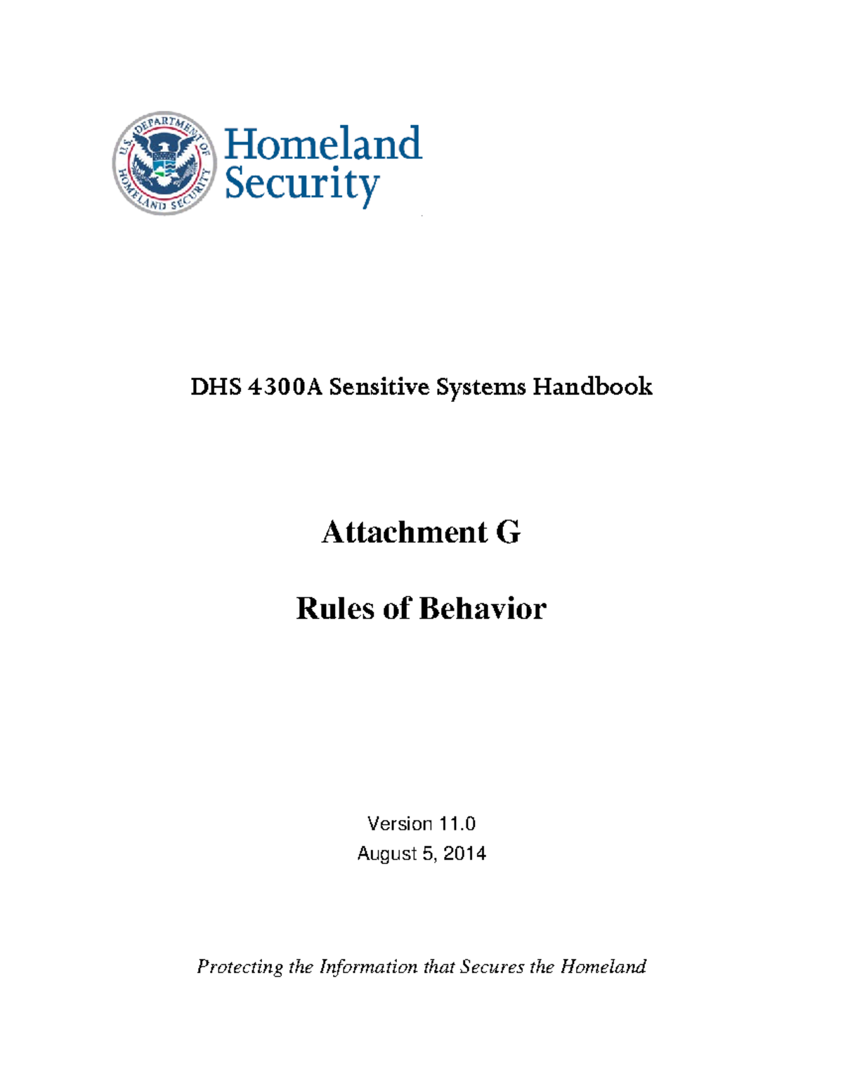 DHS 4300A Attachment G: Comprehensive Rules of Behavior Guide - Studocu