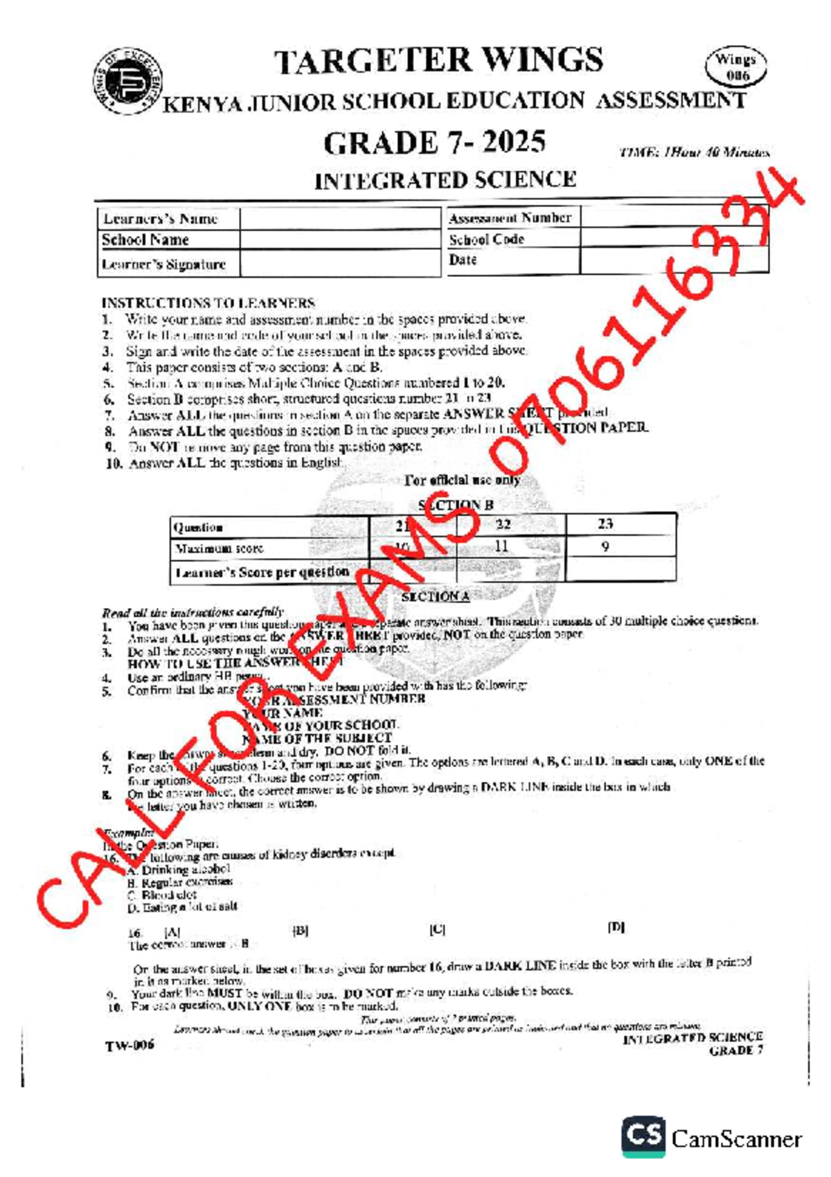 Integrated Science Assessment for Grade 7 - Targeter Wings 006 - Studocu