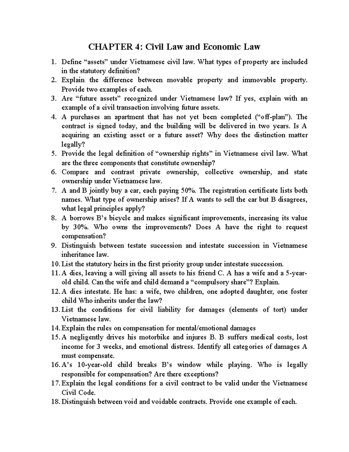 CHAPTER 4: Review of Civil Law and Economic Law Concepts - Studocu