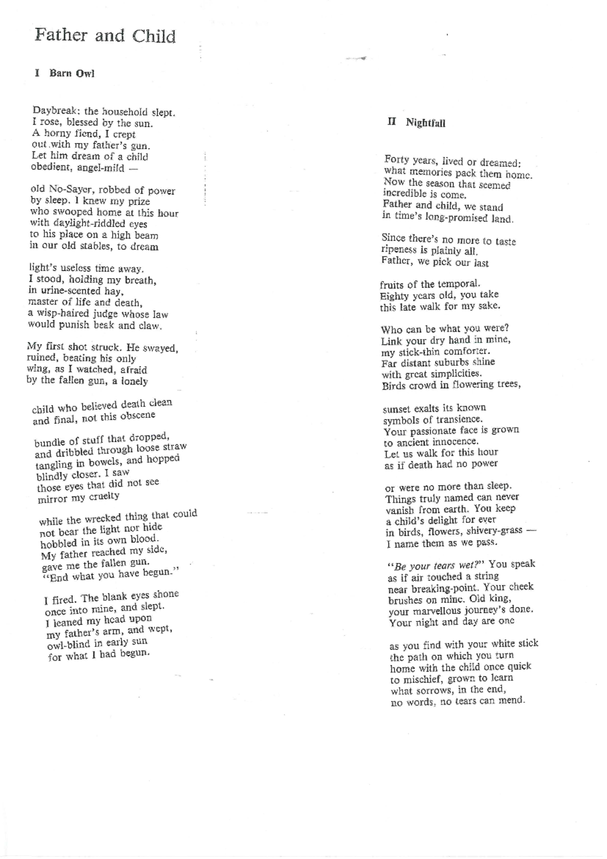 Gwen Harwood - Father & Child - Father and Child E Barr Owl Daybreak ...