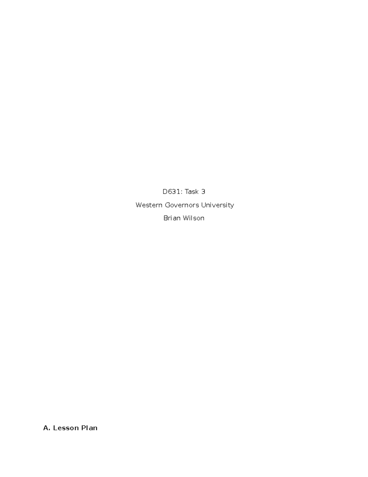 D631 Task 3 - Lesson Plan on Jefferson and Hamilton's Views - Studocu