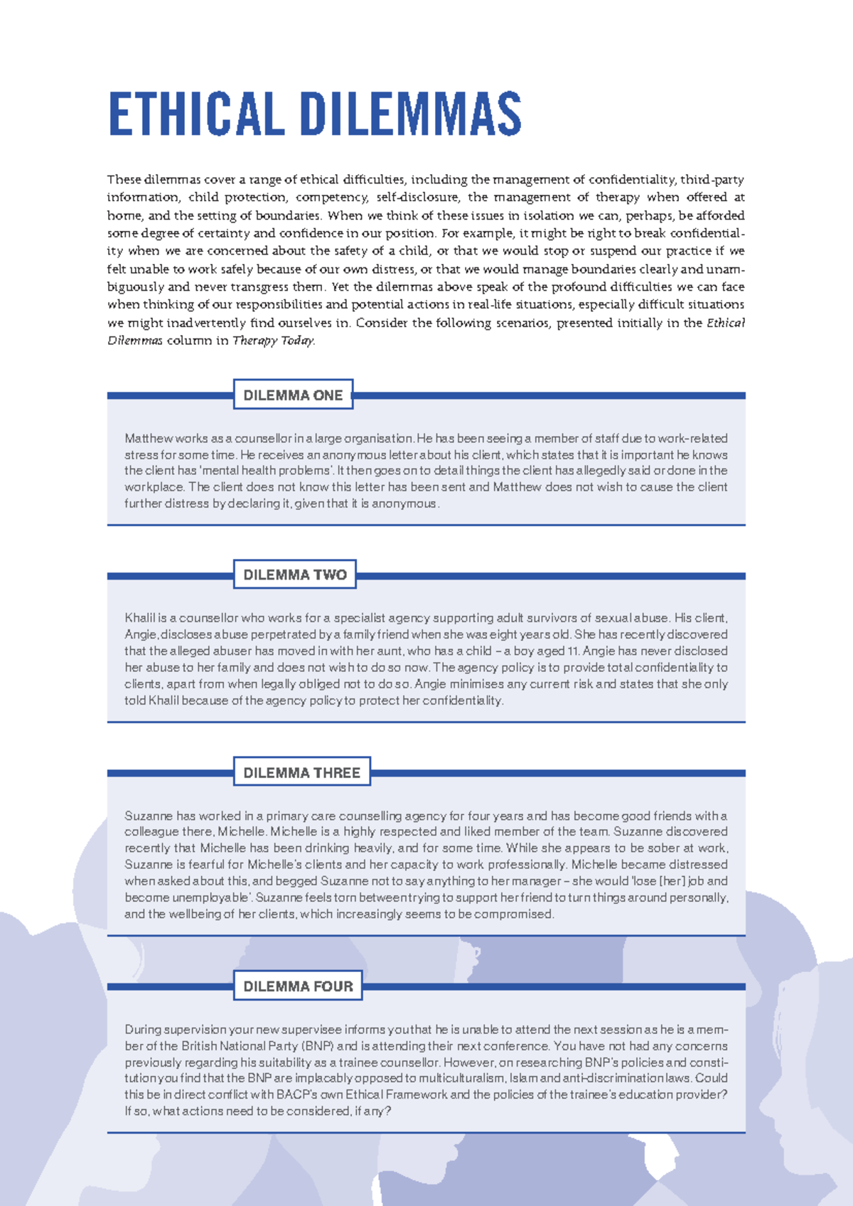Ethical Dilemma Vignettes in Counseling: Key Scenarios & Reflections ...