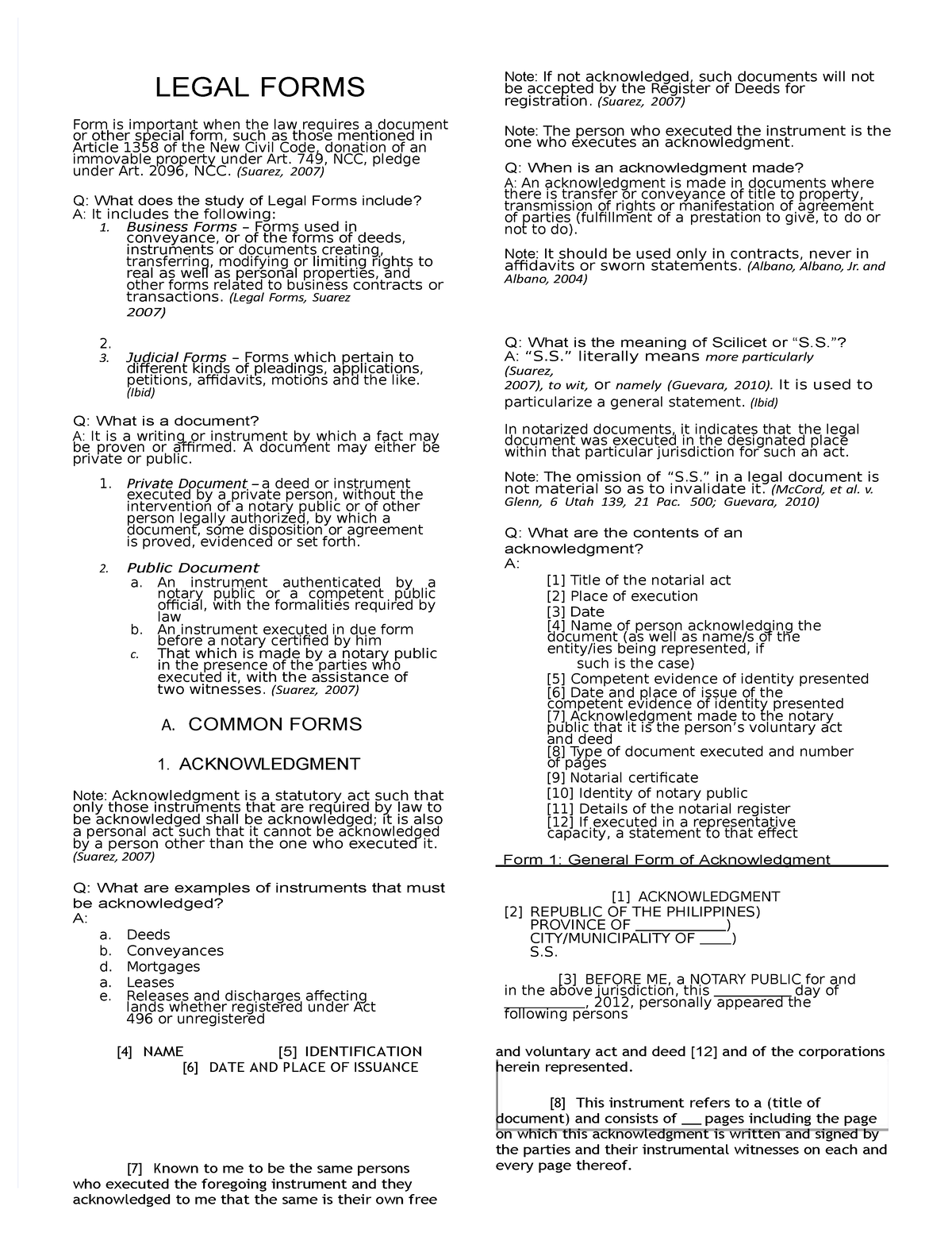 Pdf legal forms reviewer - LEGAL FORMS Form is important when the law ...