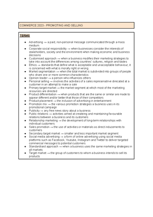 Year 10 Commerce - Grade: 10 - Secondary School - Studocu