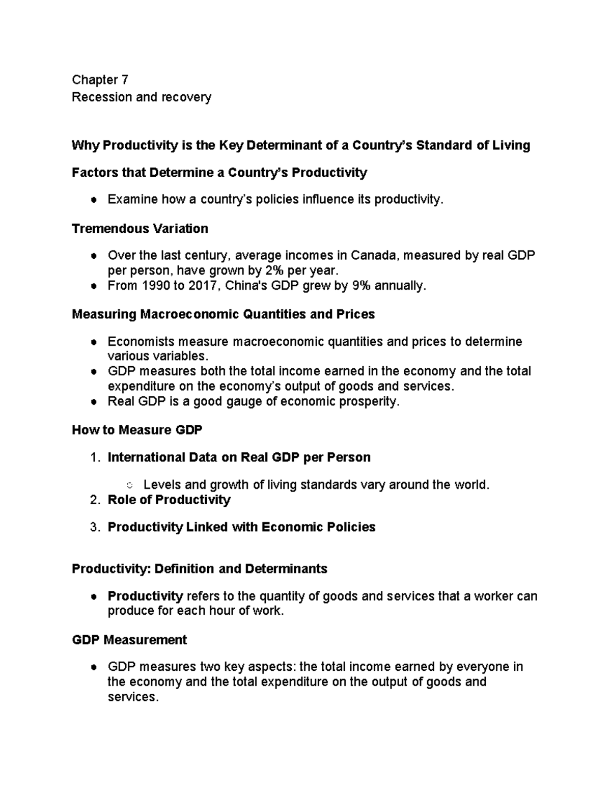 Macro 101: Ch 7 Summary - Recession, Recovery & Productivity Insights ...