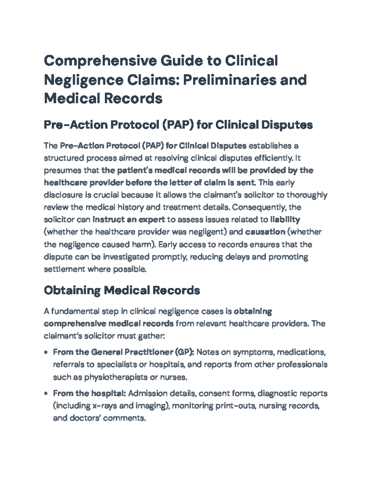 Comprehensive Guide to Clinical Negligence Claims: Medical Records ...