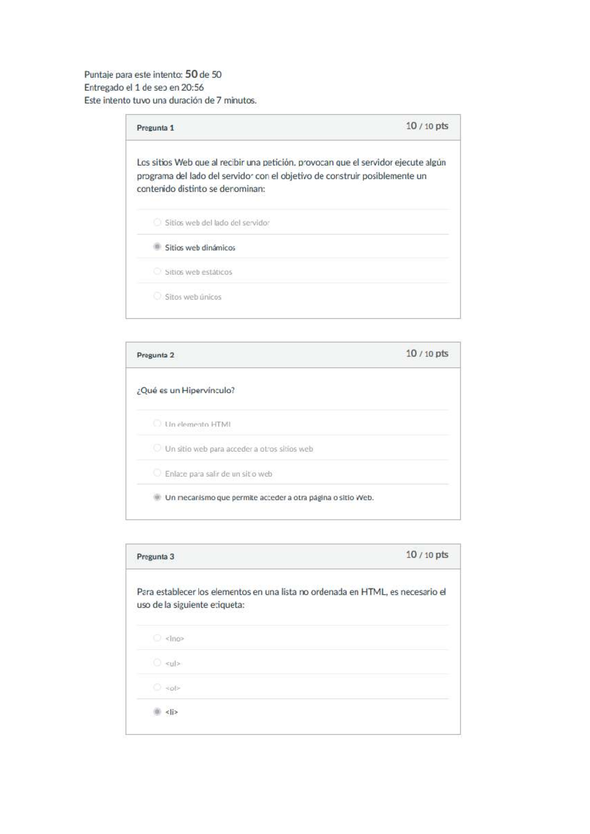 Examen 1 - Preguntas y Respuestas de HTML y Sitios Web - Studocu
