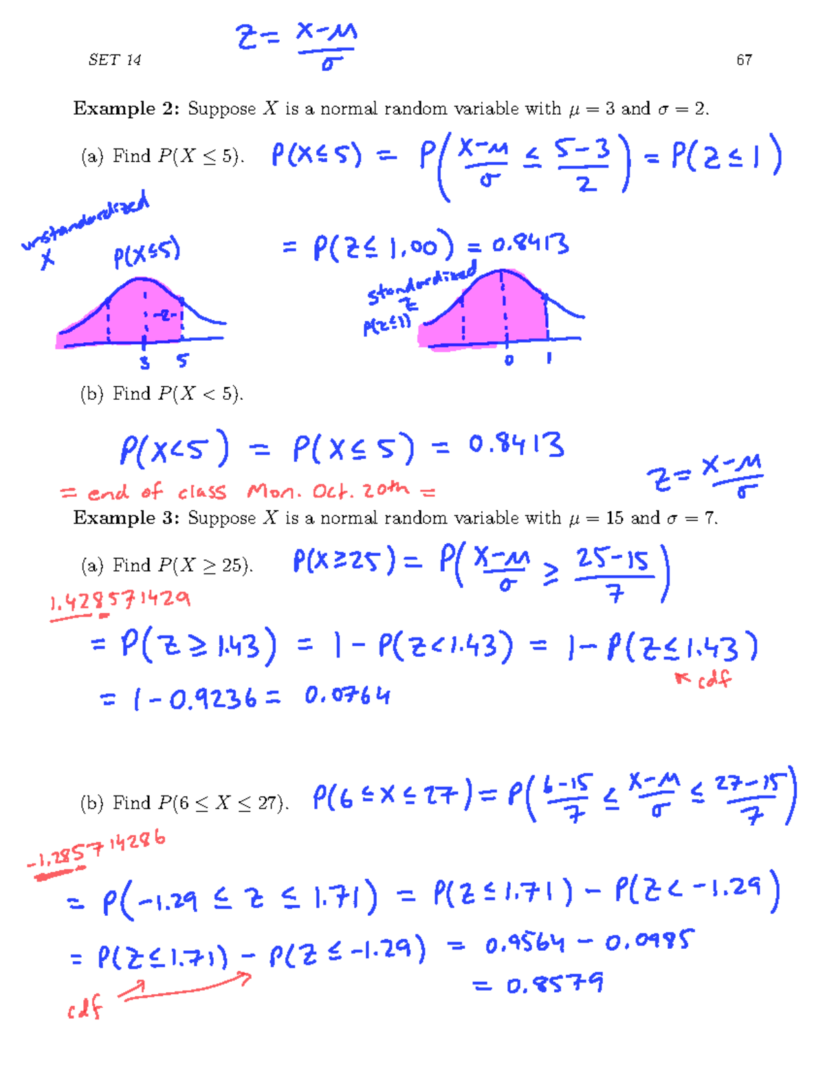 Stat255 SET 14: Normal Distribution Examples and Z Values - Studocu