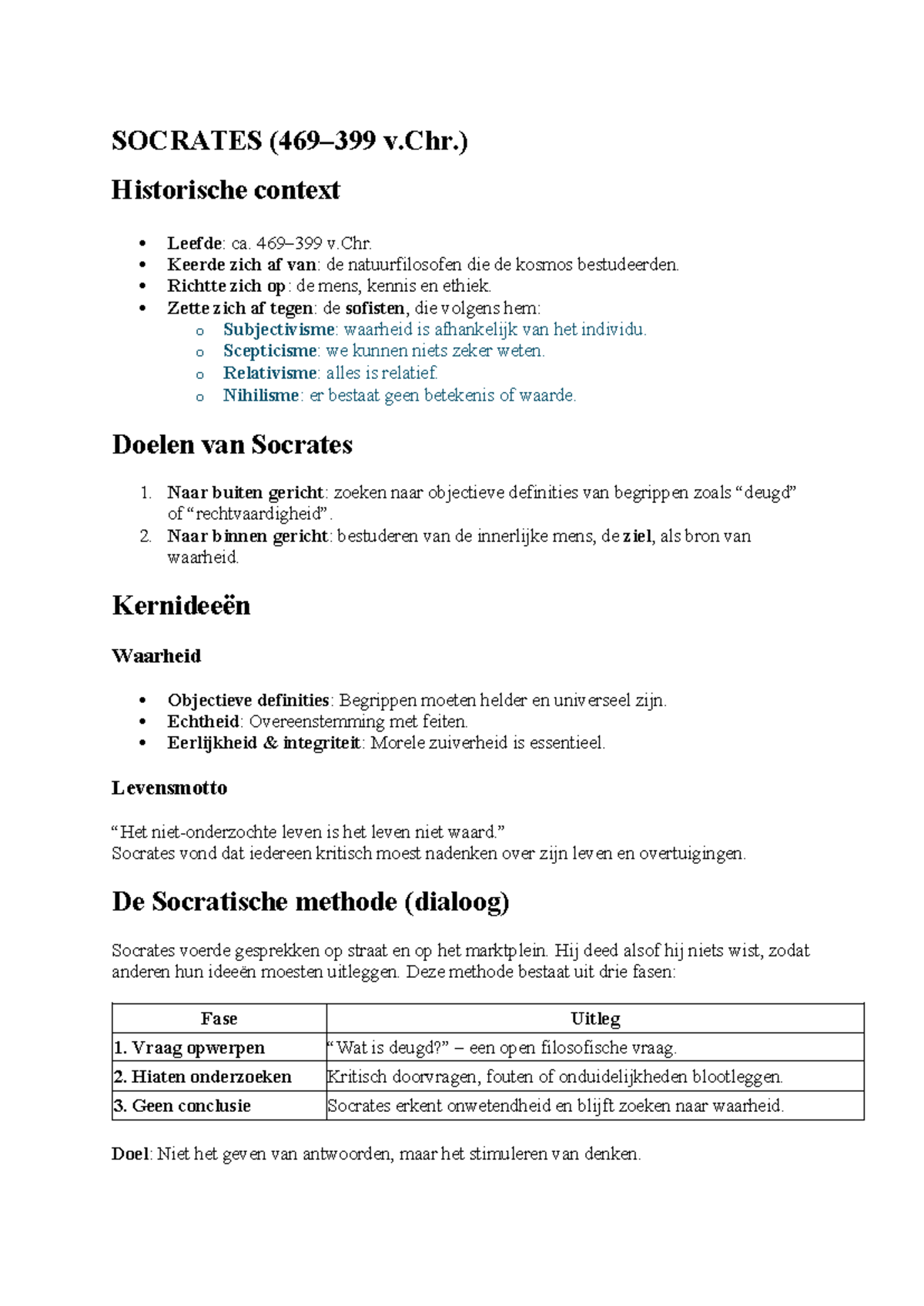 Samenvatting en Schema van Socrates tot Aristoteles (Filosofie) - Studocu
