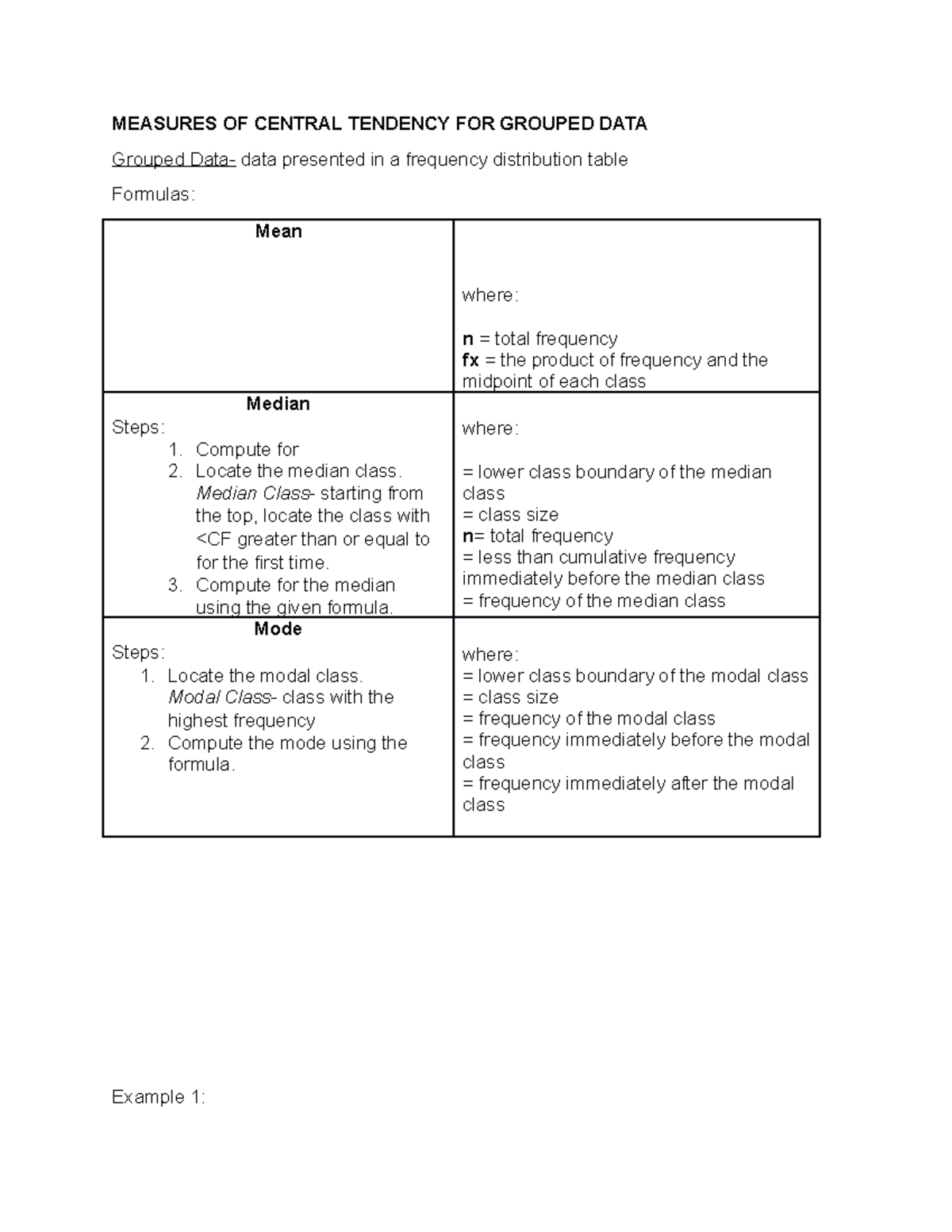 Measures of Central Tendency for Grouped Data: Analysis & Formulas ...