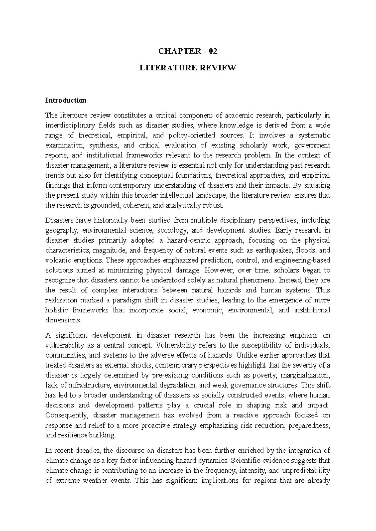 CHAPTER 02 LITERATURE REVIEW: Disaster Dynamics in Kinnaur (AD-DS 101 ...