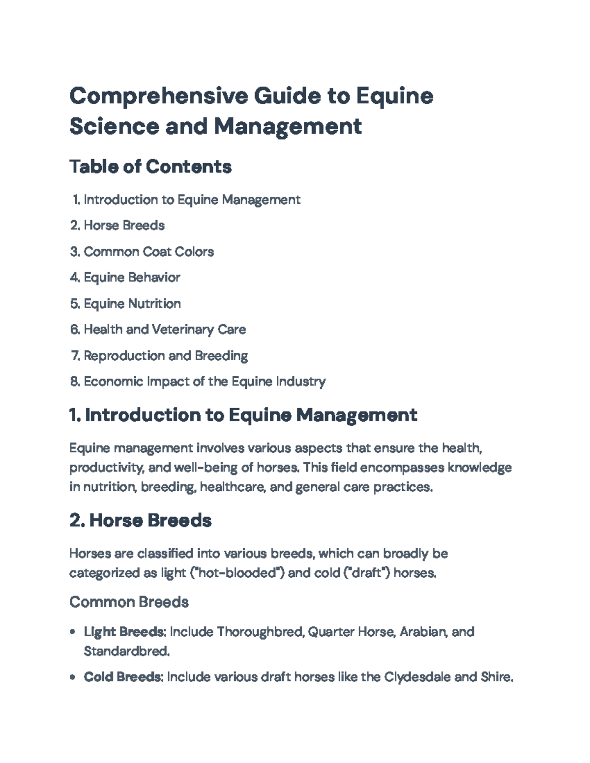 Comprehensive Guide to Equine Science and Management - Reproduction and ...