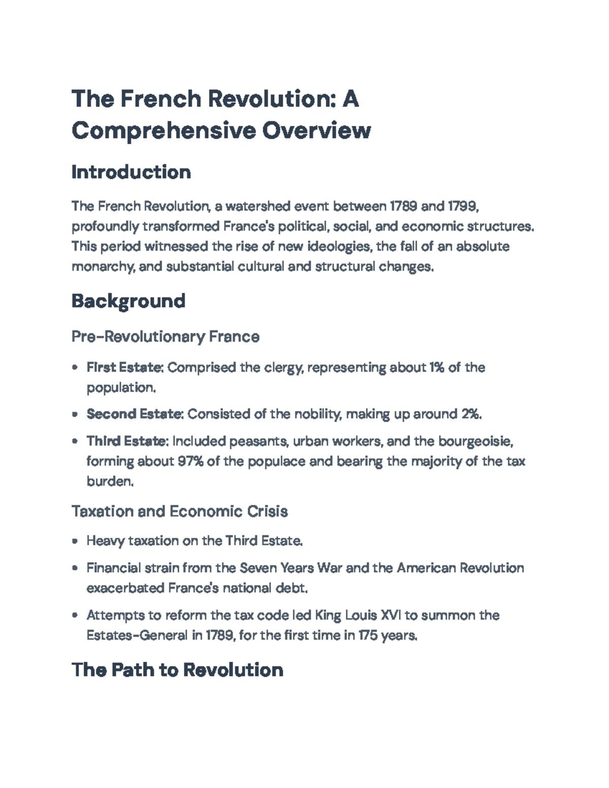 The French Revolution: Key Events and Consequences (HIST 101) - The ...