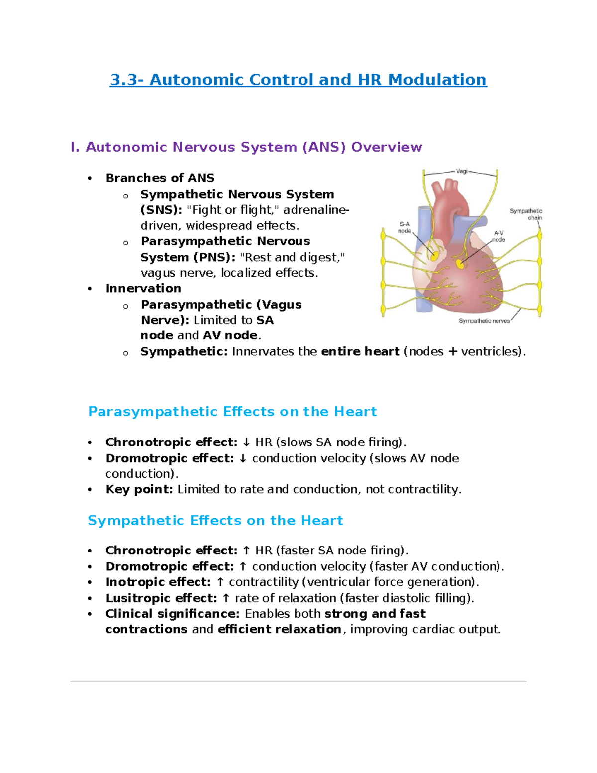 Autonomic Control & Heart Rate Modulation Overview (ANS-101) - Studocu
