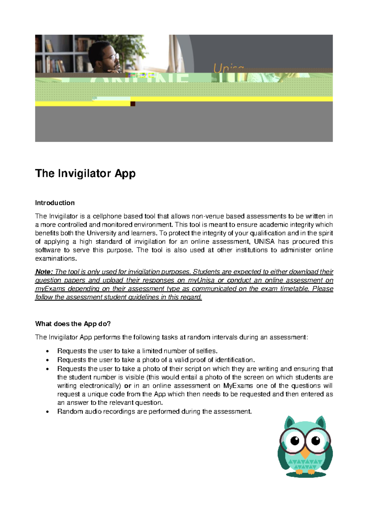 UNISA Student Guidelines for Using The Invigilator App During ...