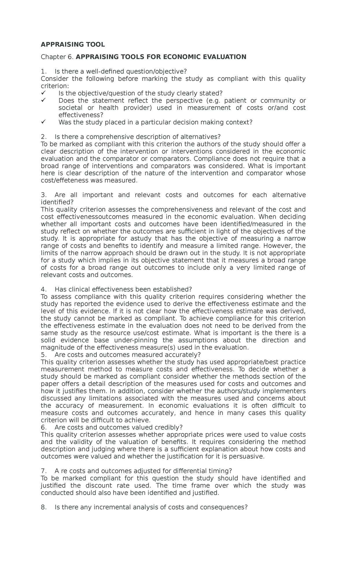 HTA Appraising Tools: Comprehensive Evaluation Methodology Guide - Studocu