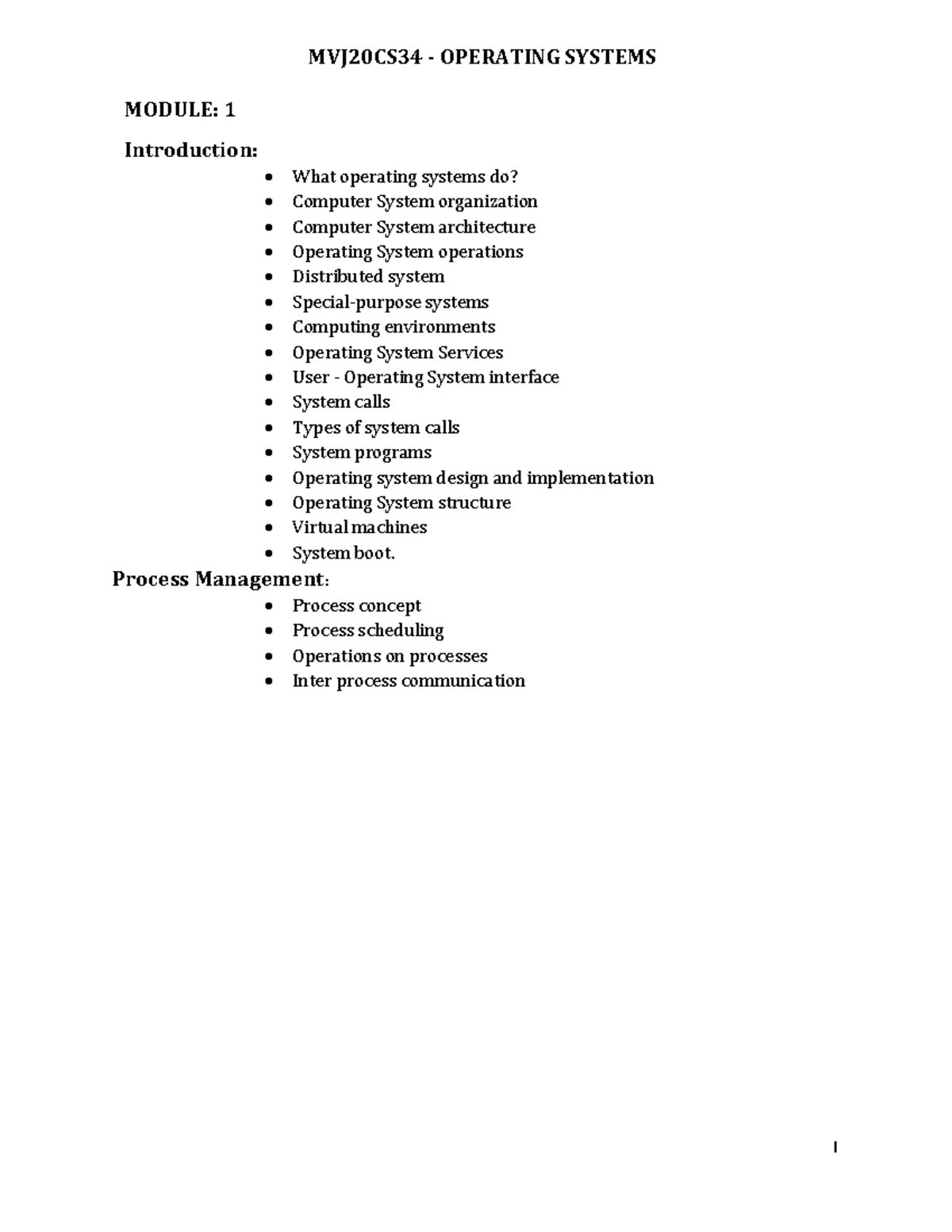 **MVJ20CS34 - Operating Systems Module 1: Core Concepts & Management ...