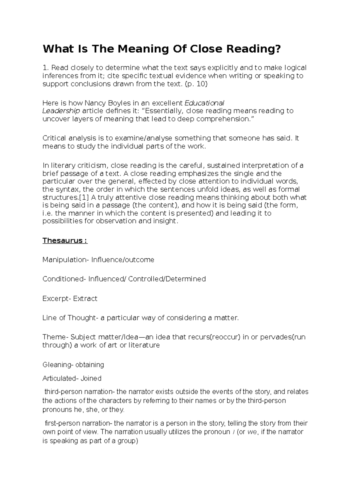 Critical Analysis Dictionary 222 - What Is The Meaning Of Close Reading ...
