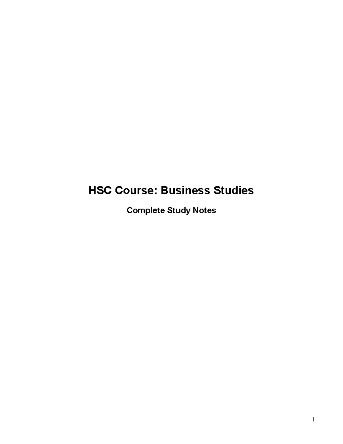 HSC Course Extensive Business Studies Notes - HSC Course: Business ...