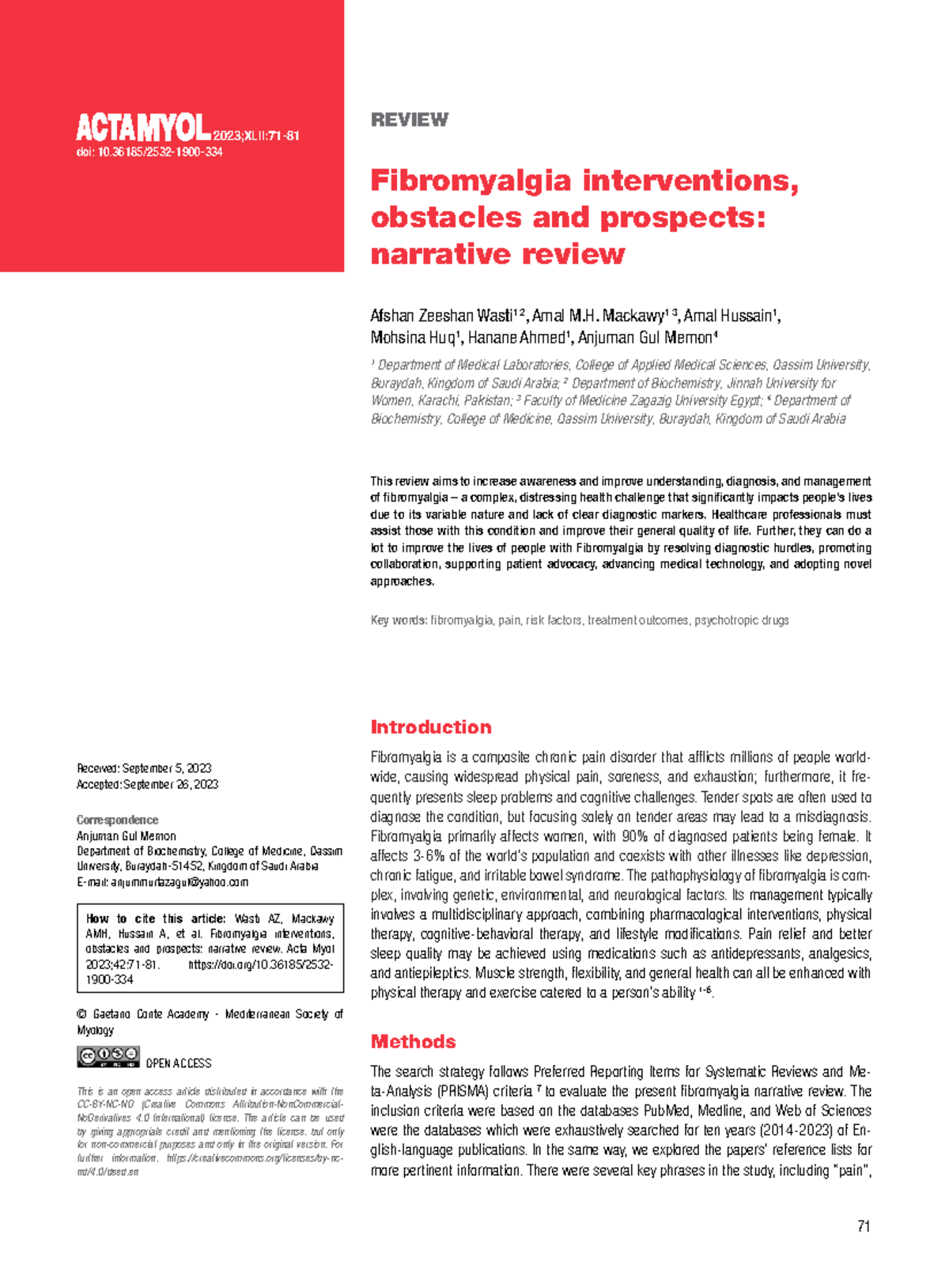 Fibromyalgia Interventions, Obstacles, and Prospects: A Narrative ...