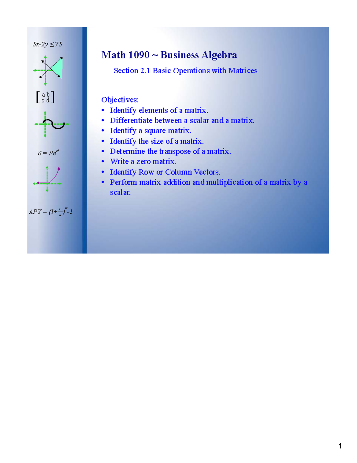 Math 1090 Final Exam Study Guide: Matrix Operations Basics - Studocu