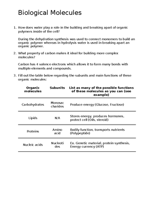 Biology 1020 chap 1 worksheet - NAME ...