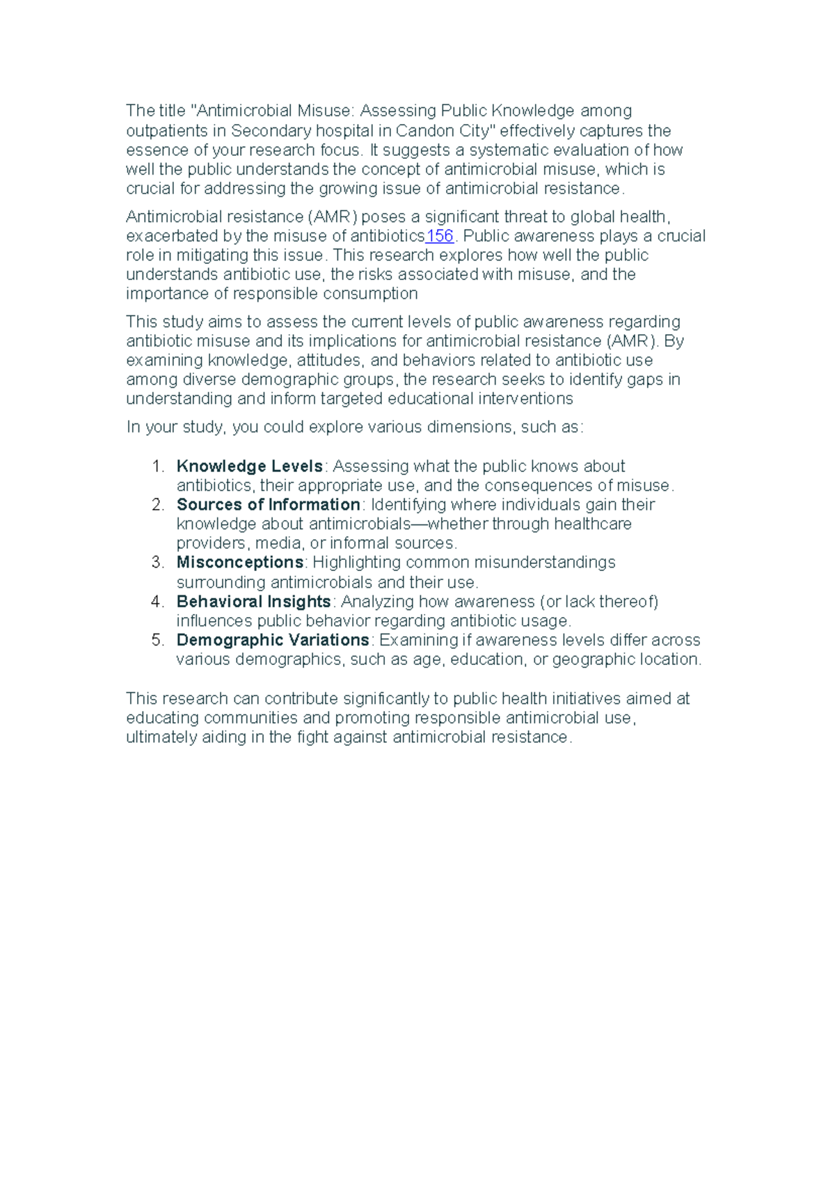 Assessing Public Knowledge on Antibiotic Misuse: A Study on AMR - Studocu