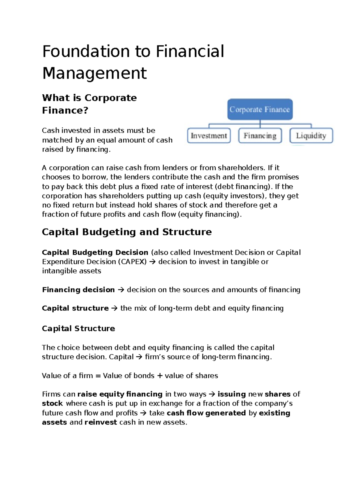 Foundations of Financial Management - Lecture Notes (Ch. 1-10) - Studocu