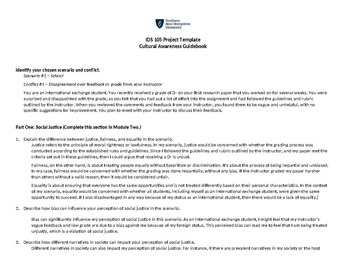 IDS 105 Project Template: Cultural Awareness Guidebook Module 4 - Studocu