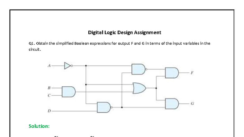 Digital Logic Design Assignment 2: Boolean Expressions & Circuits - Studocu