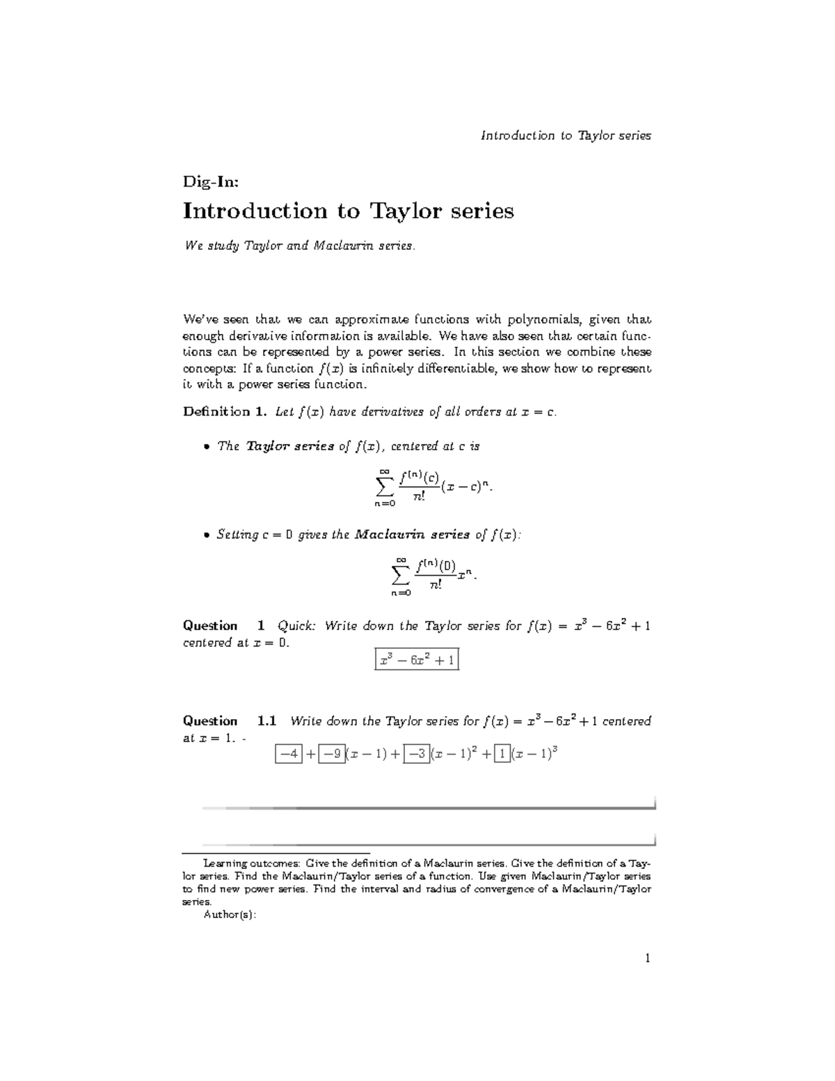 Introduction to Taylor Series and Maclaurin Series - Studocu