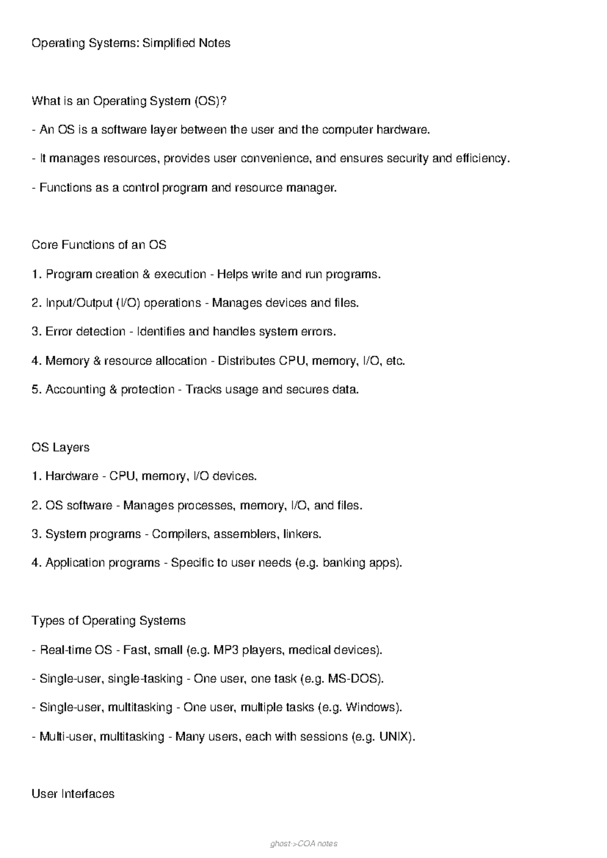 Operating Systems (COSC 101): Comprehensive Study Notes - Operating ...