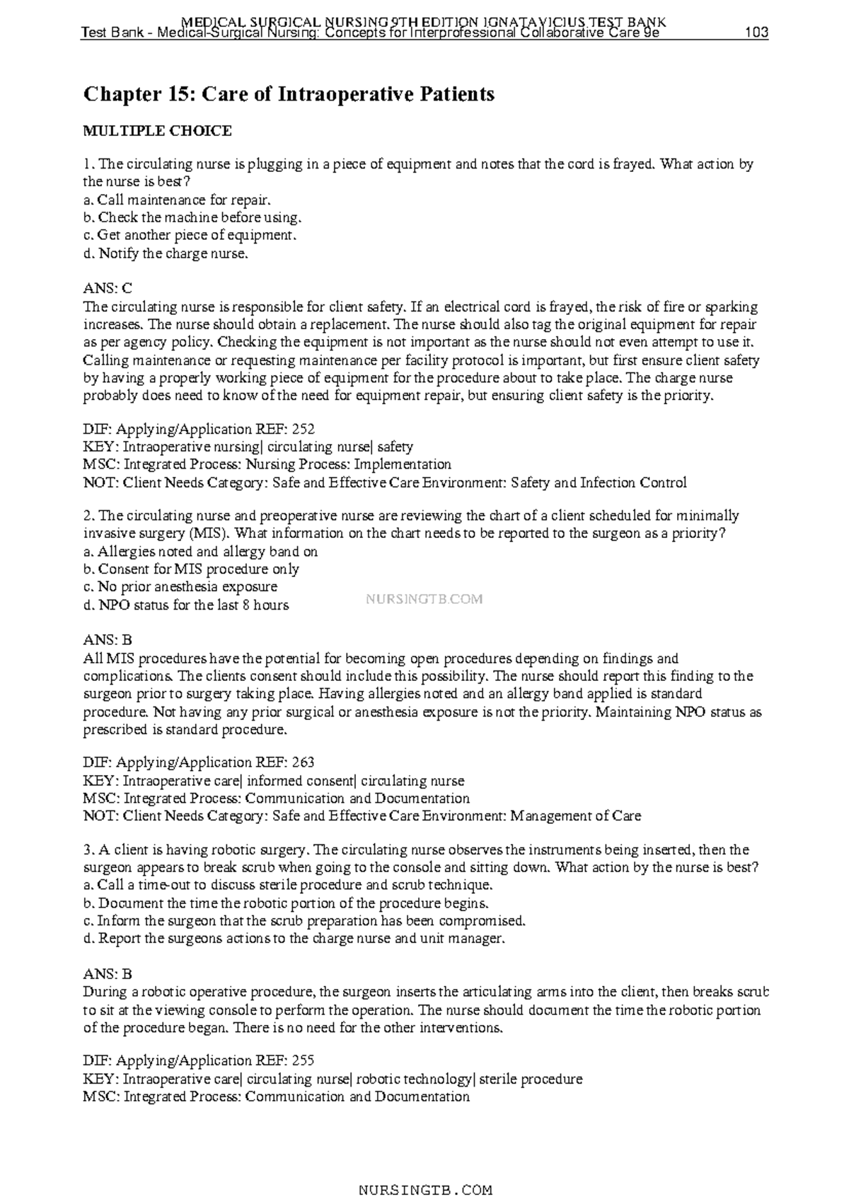 Chapter 15: Intraoperative Patient Care - Test Bank for Med-Surg ...