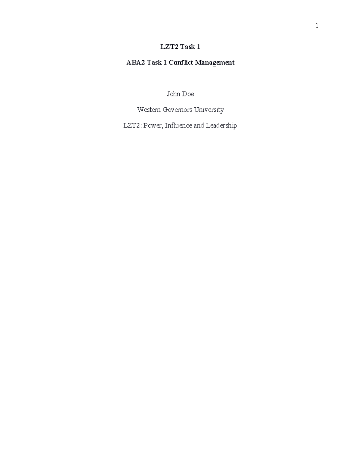 LZT2 Task 1: Leadership and Conflict Management Strategies - Studocu