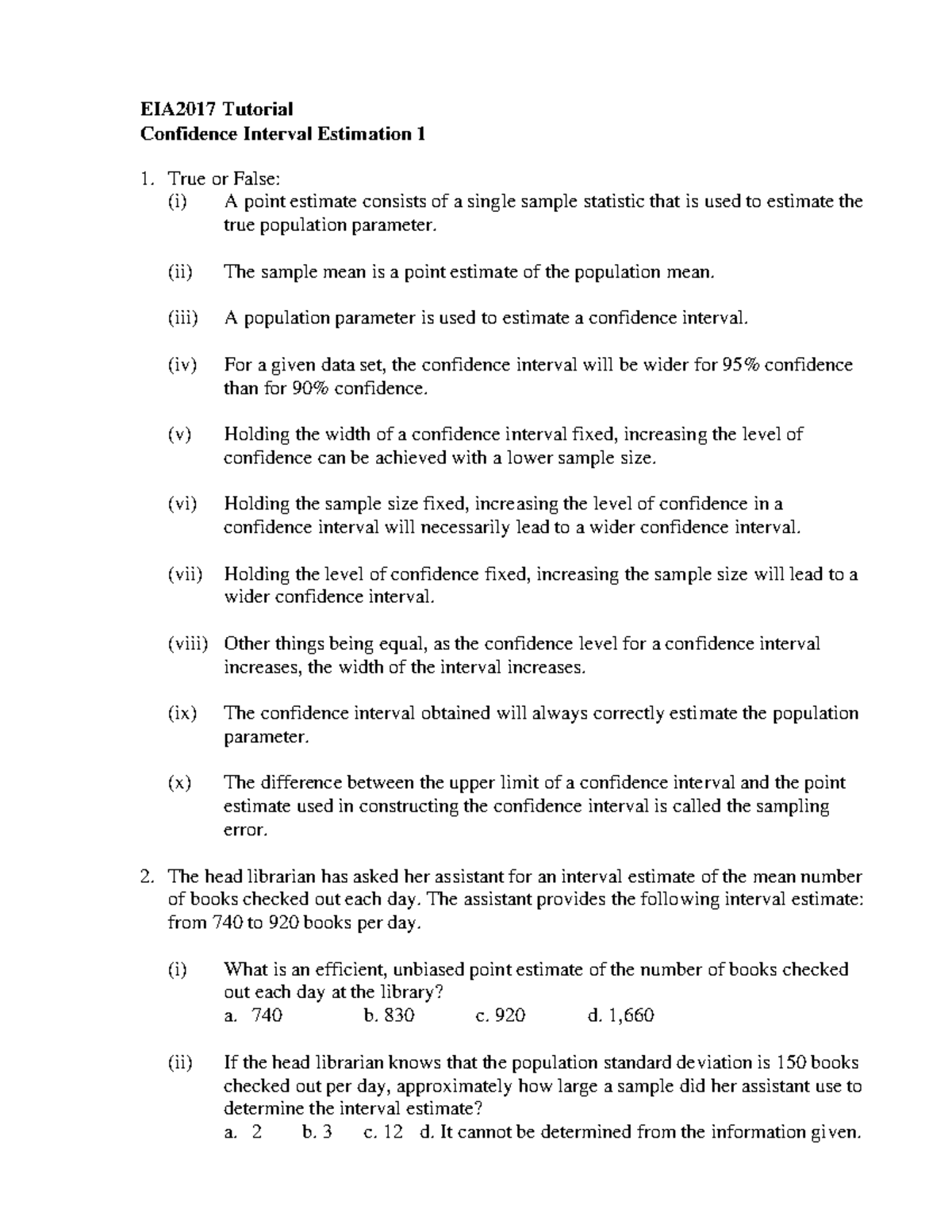 EIA2017 Tutorial on Confidence Interval Estimation and Interpretation - Studocu
