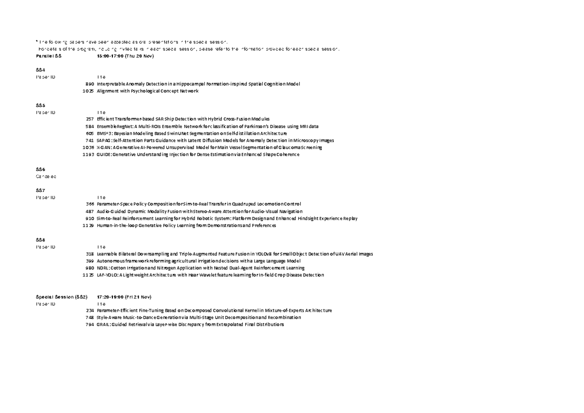 Iconip-2025 Oral Presentations and Poster Session Details - Studocu