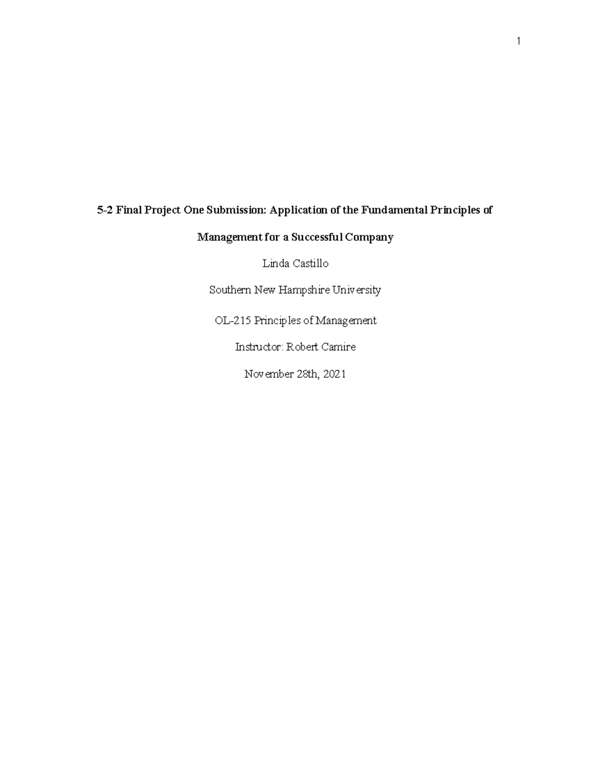 OL-215 5-2 Final Project: Management Principles Applied at Southwest ...
