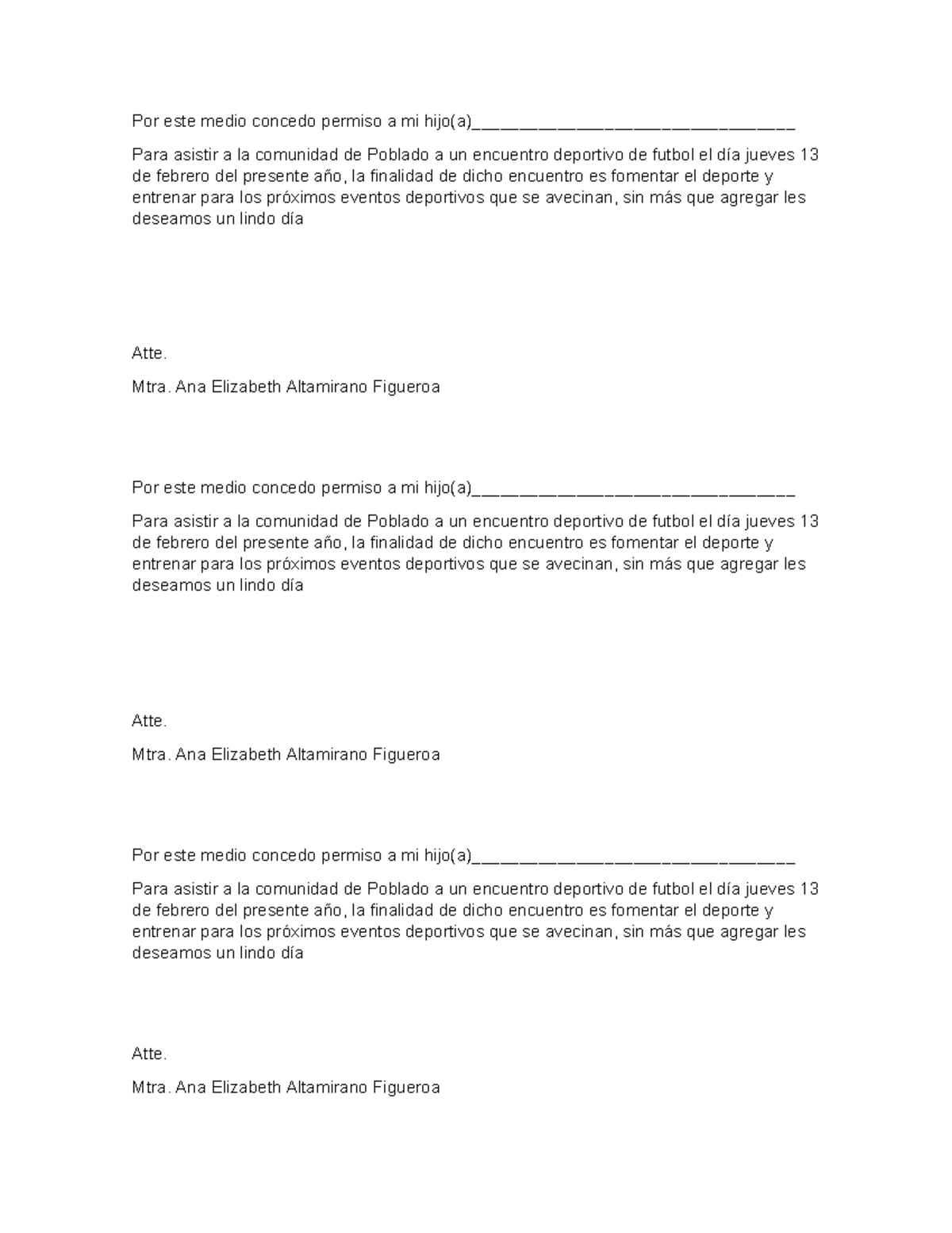 Por este medio concedo permiso a mi hijo - Por este medio concedo ...