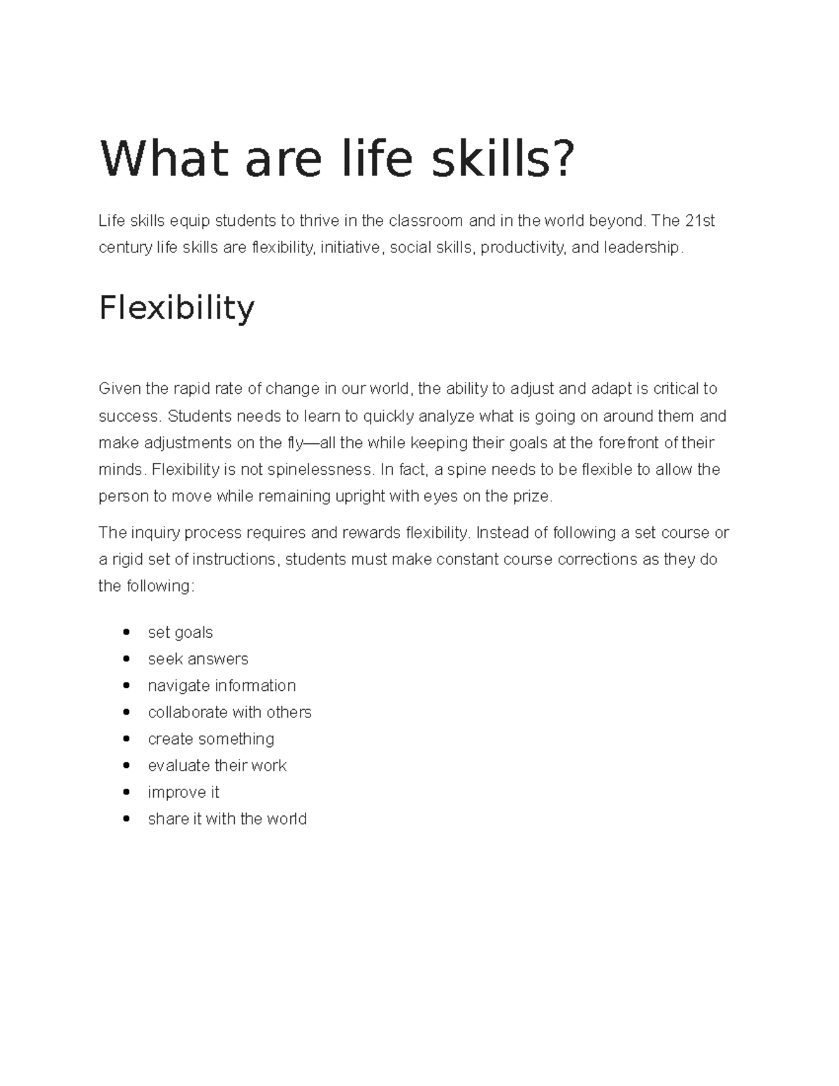 LIFE- Skills: Essential 21st Century Skills for Student Success - Studocu