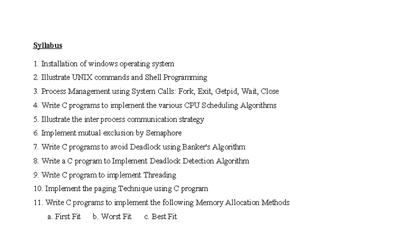 OS Lab Manual: Comprehensive Guide to Operating Systems (CS101) - Studocu