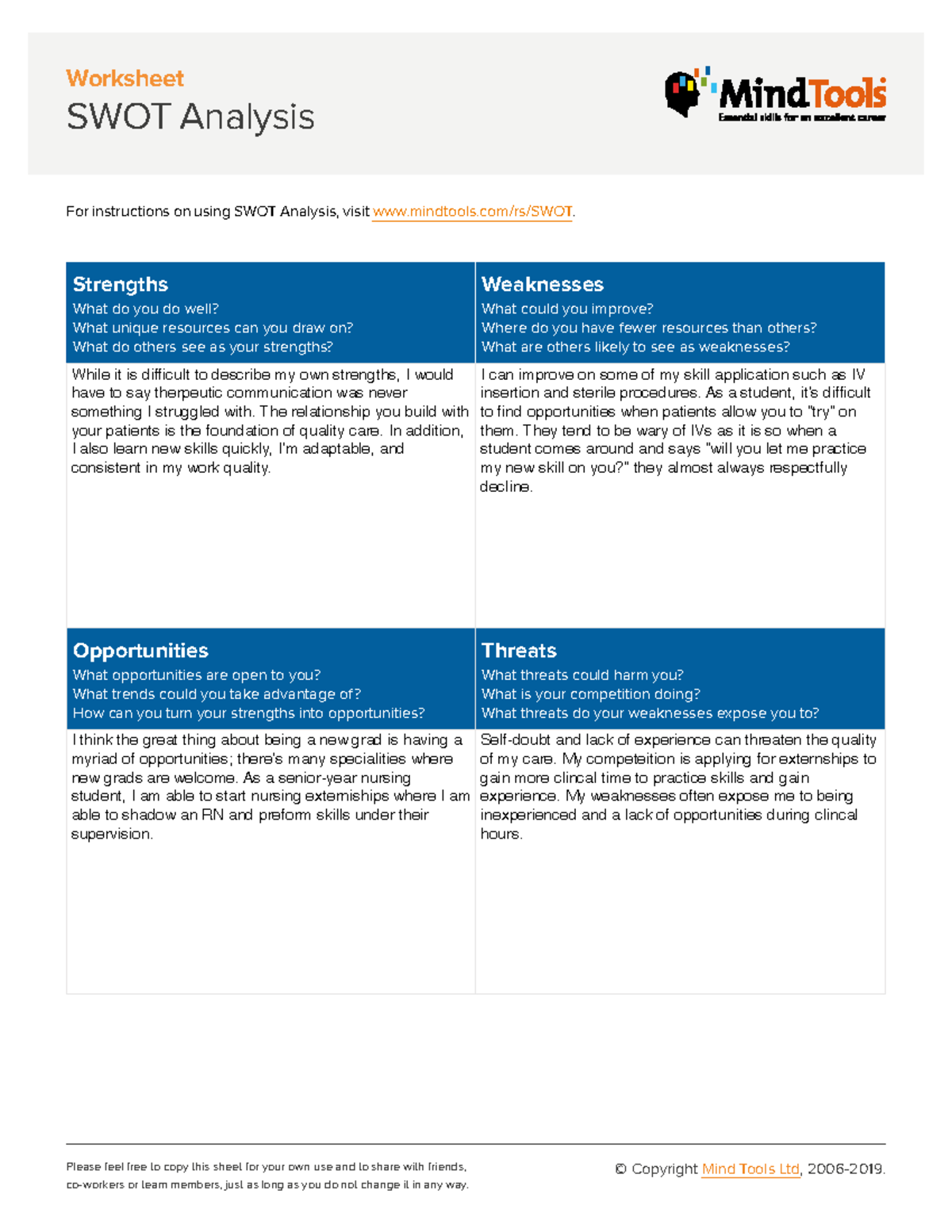 Module 2 Swot analysis Worksheet - Worksheet Please feel free to copy ...