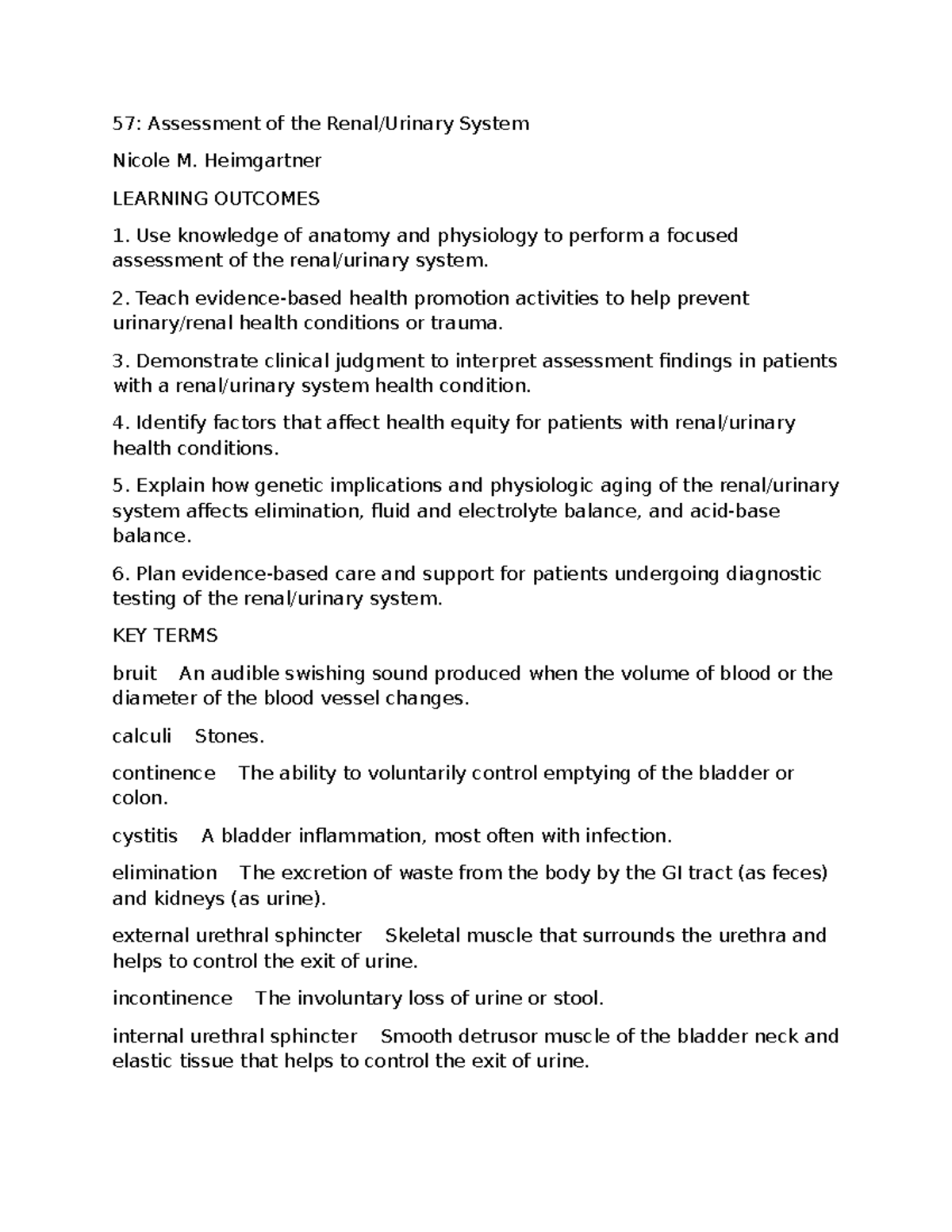 57: Assessment of the Renal System - Key Concepts and Nursing Care ...