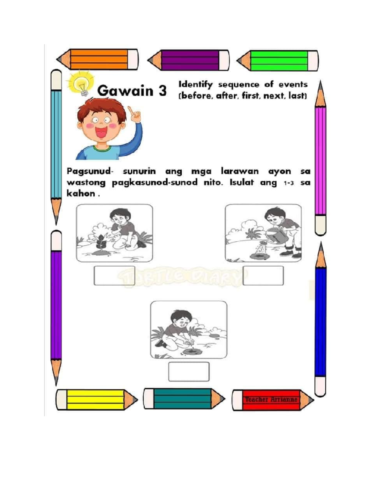 Kinder Q3 Wk 5 - Sequence of Events Worksheets and Activities - Studocu
