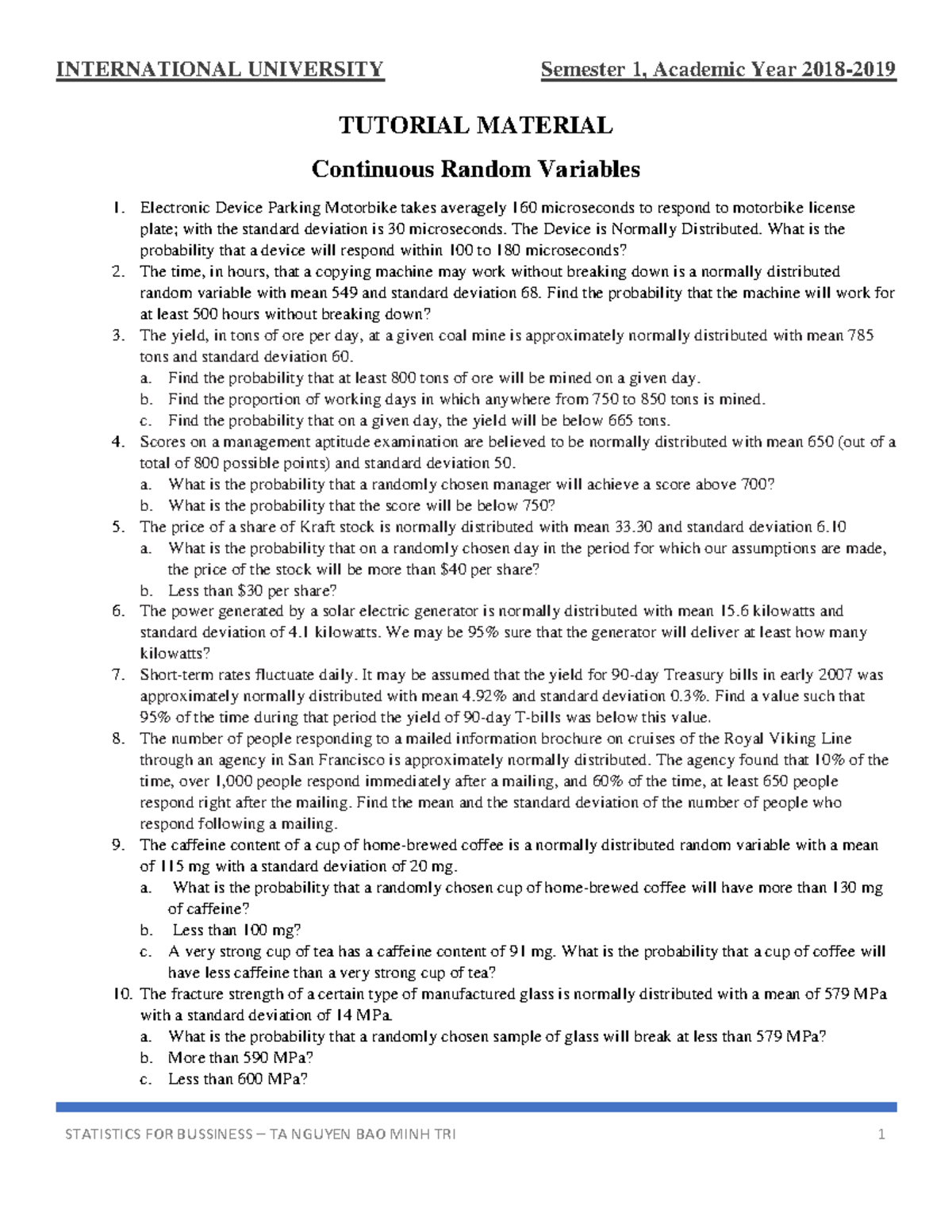 Statistics Tutorial Exercises - Chapter 7 - Course Code TA NGUYEN BAO ...