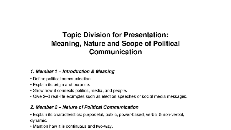 Clear Political Communication Presentation Topic Division: Meaning ...