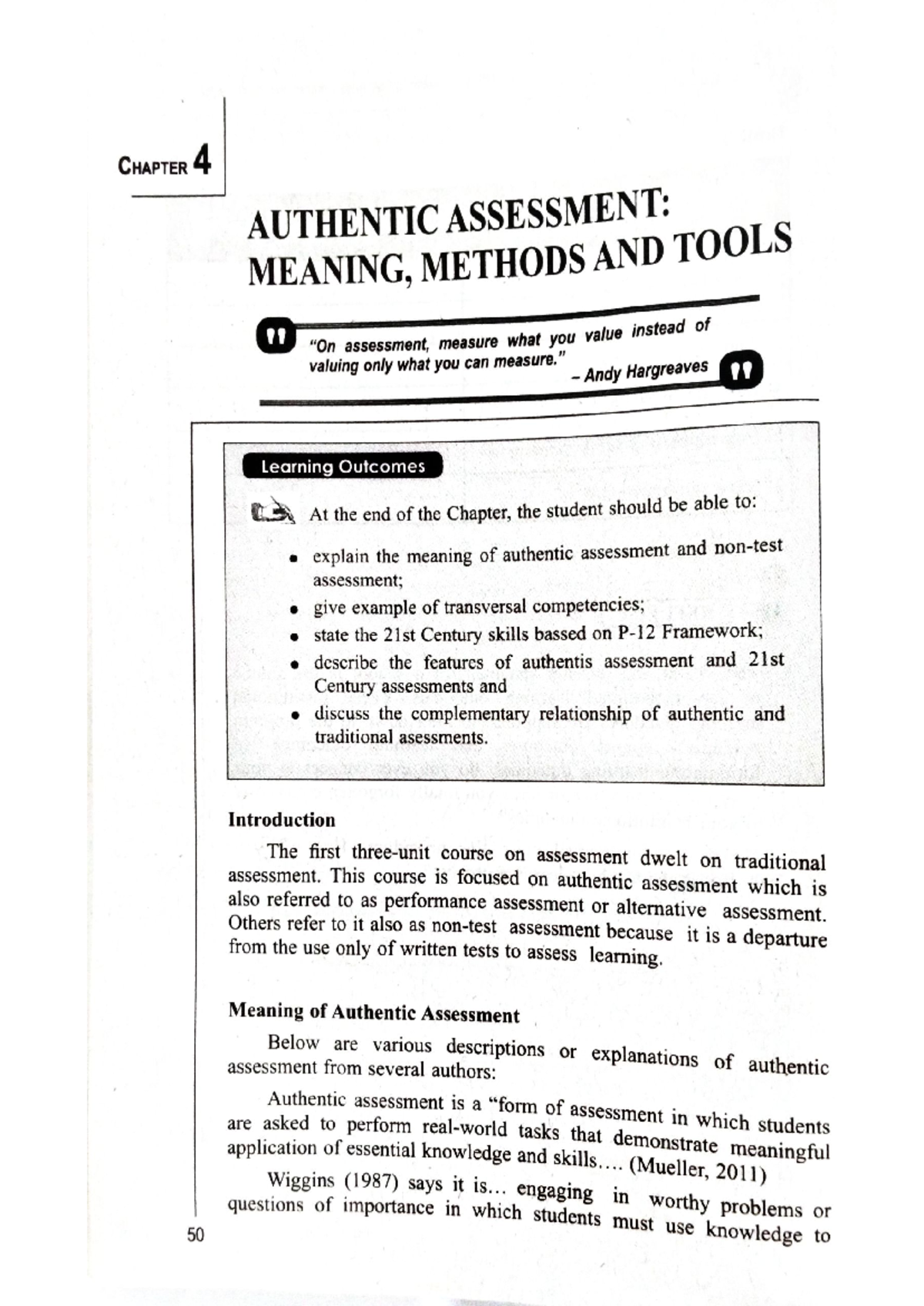 Chapter 4 Assessment: Understanding Authentic Assessment Methods and ...